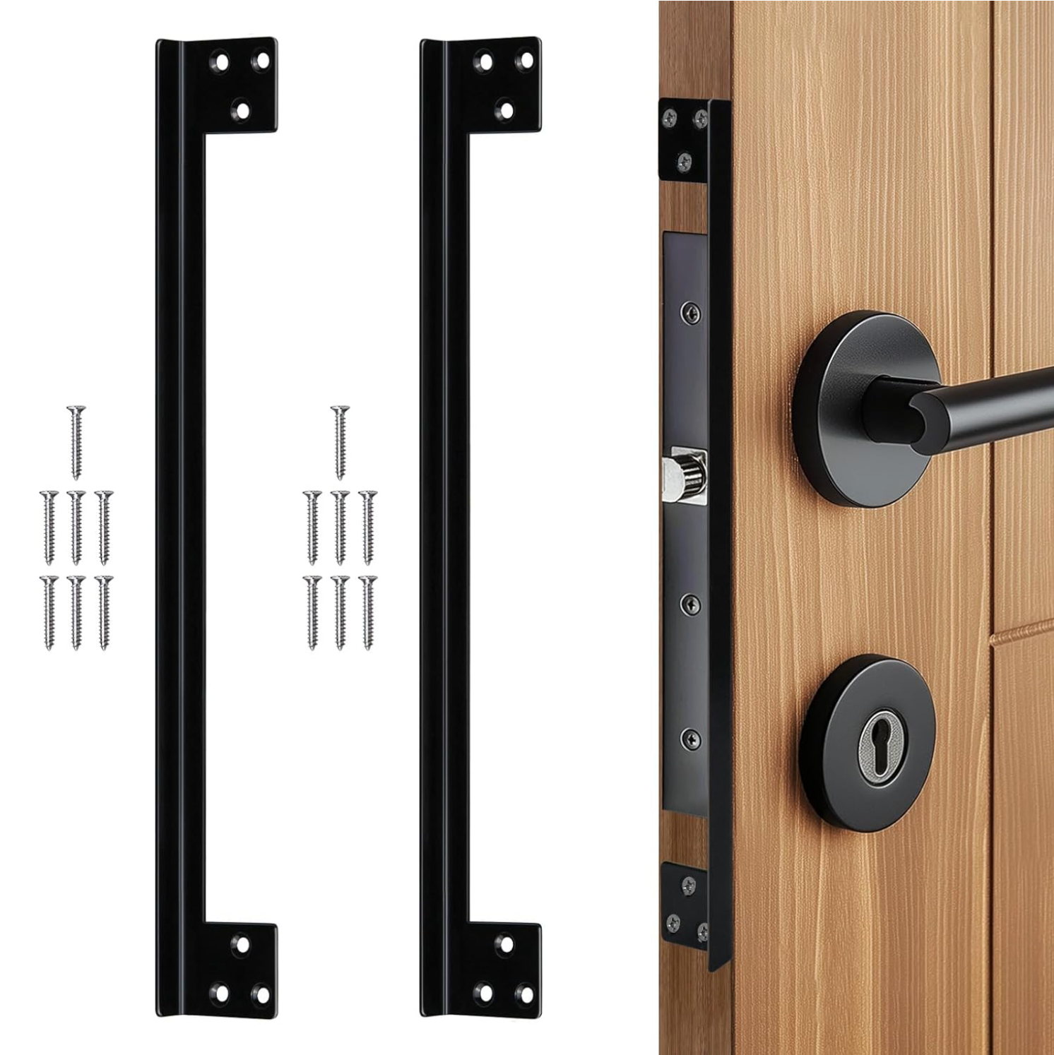 Security Door Latch Cover, 2 Pcs Door Latch Guard Plate, L Shaped Secu